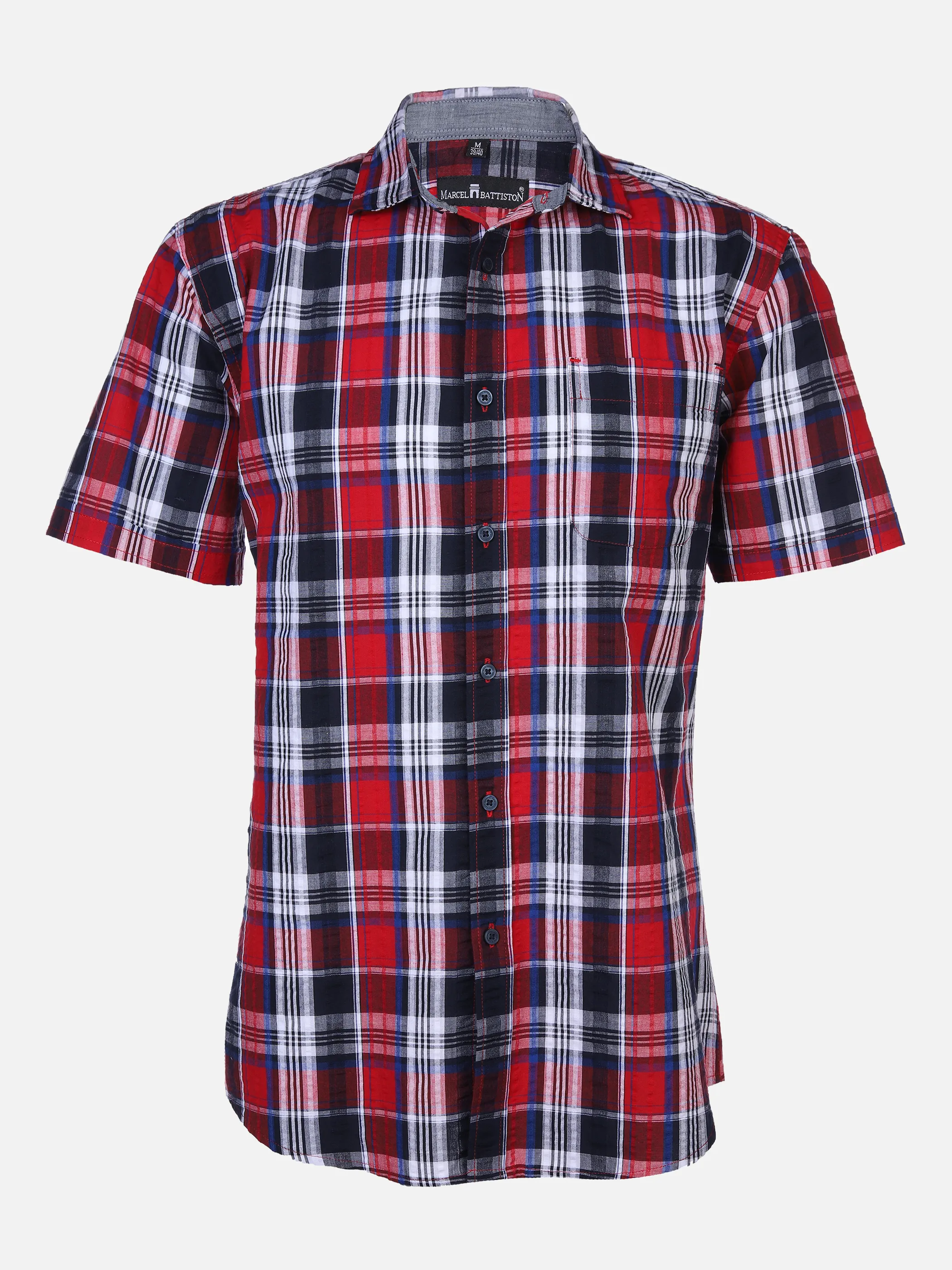 Herren Seersuckerhemd im Karodessin | noSize | 863148-rednavy